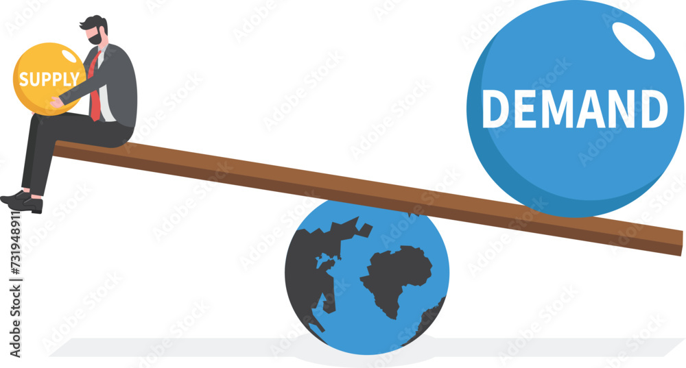 Demand vs supply balance, world economic supply chain problem, market ... Demand vs supply balance, world economic supply chain problem, market ...