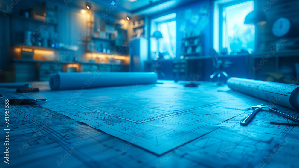 Design blueprint-style image showcasing well-planned drywall ...