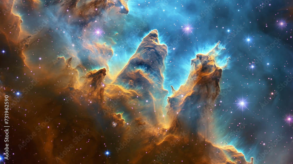 Marvel at the cosmic pillars in the Eagle Nebula, towering columns of ...