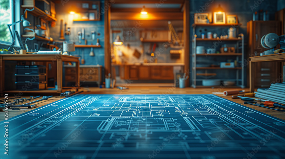Design blueprint-style image showcasing well-planned drywall ...