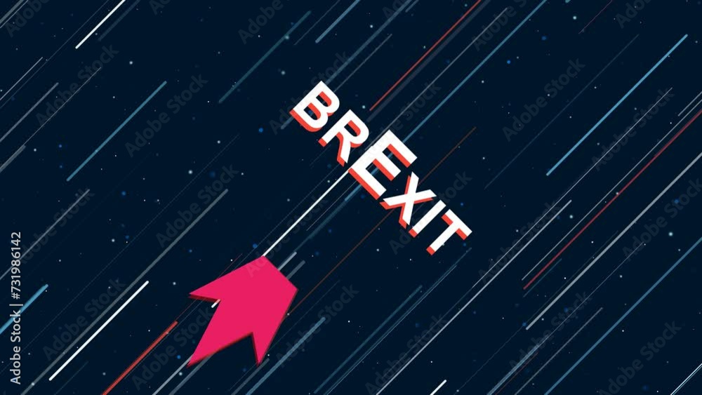 Brexit symbol flies through the universe on a jet propulsion. The ...