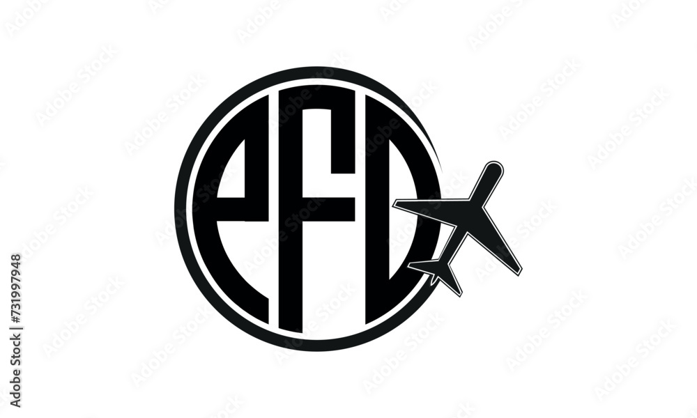 PFO three initial letter circle tour & travel agency logo design vector ...