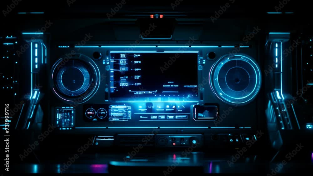 Futuristic spaceship control panel interface. Spacecraft digital ...