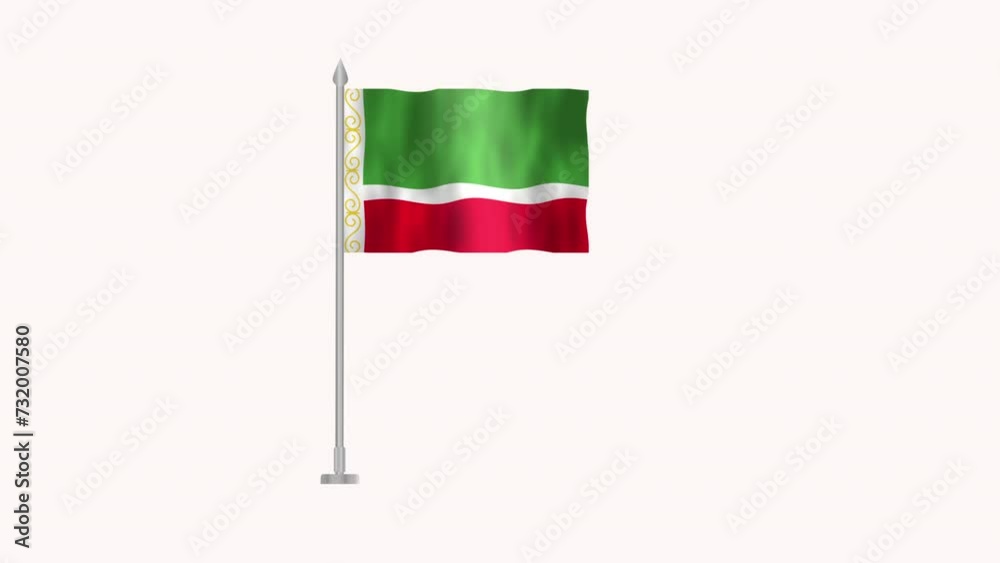 Vidéo Stock Flag of Chechen, Pole flag of Chechen on white screen ...