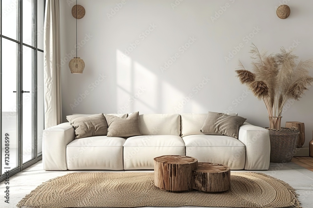 Scandinavian style living room interior mock up, modern living room ...