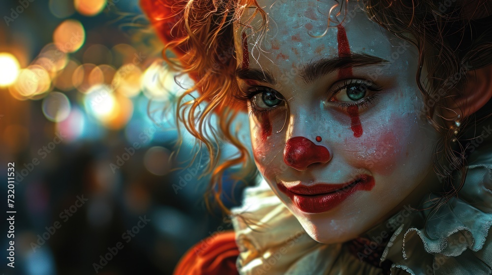 Anime-inspired depiction of a character with a clown mask, presenting a ...