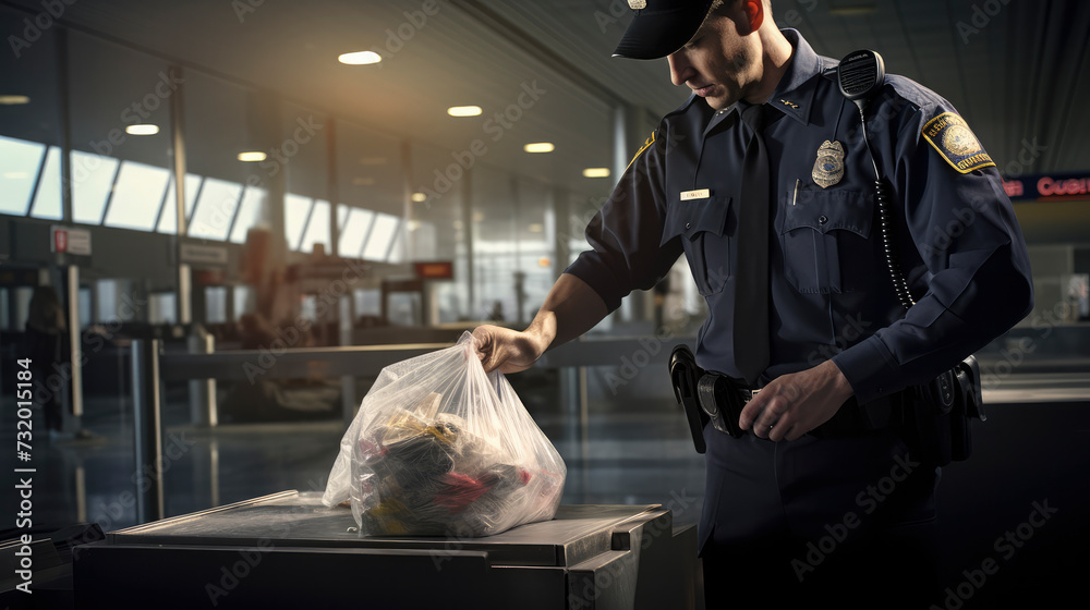 Airport customs officer, pulling large quantity of drugs from ...