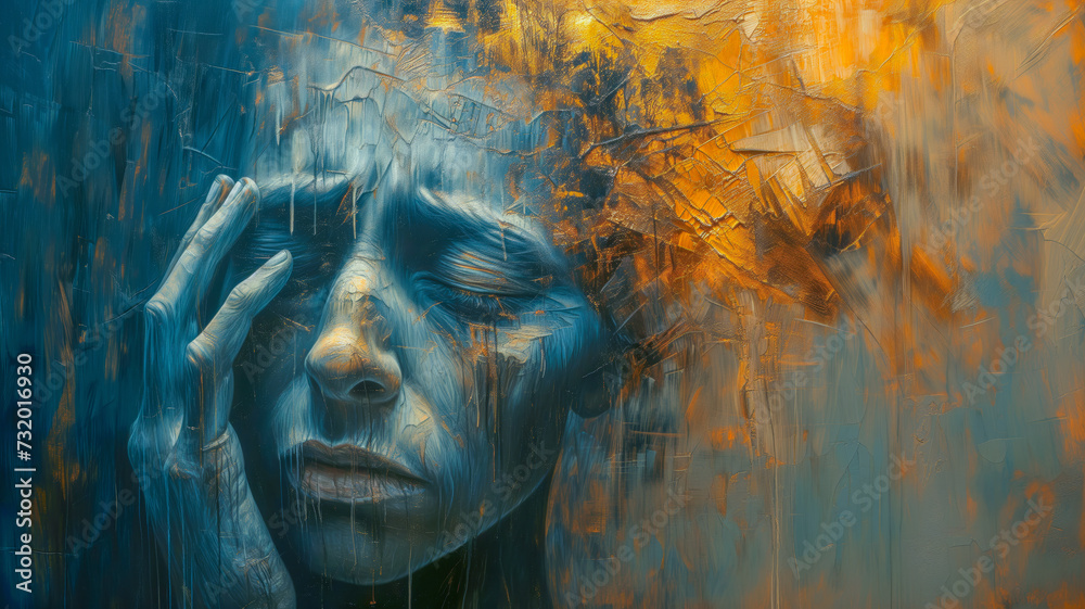 Abstract artistic representation of mental breakdown and depression ...