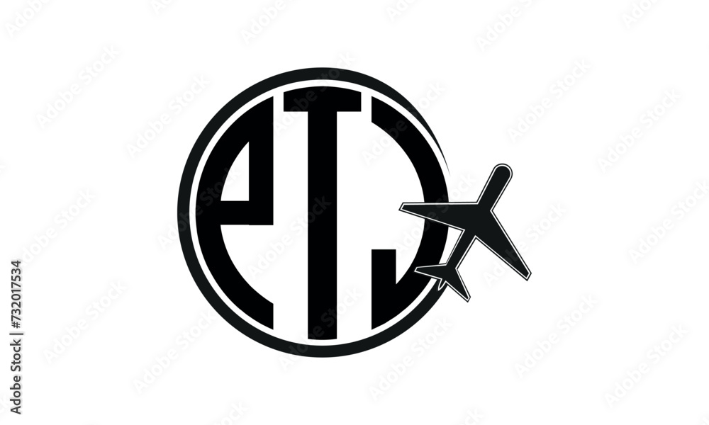PTJ three initial letter circle tour & travel agency logo design vector ...
