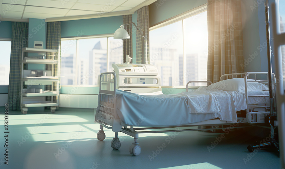 Empty hospital bed for patient. Hospital bed specially designed for ...