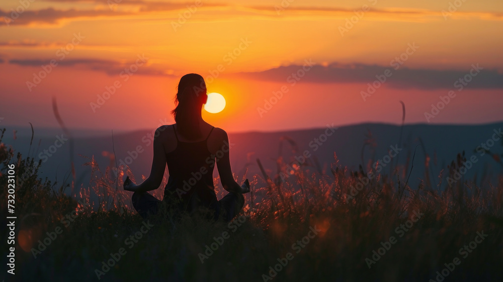 Twilight Tranquility: A person in deep contemplation against a ...