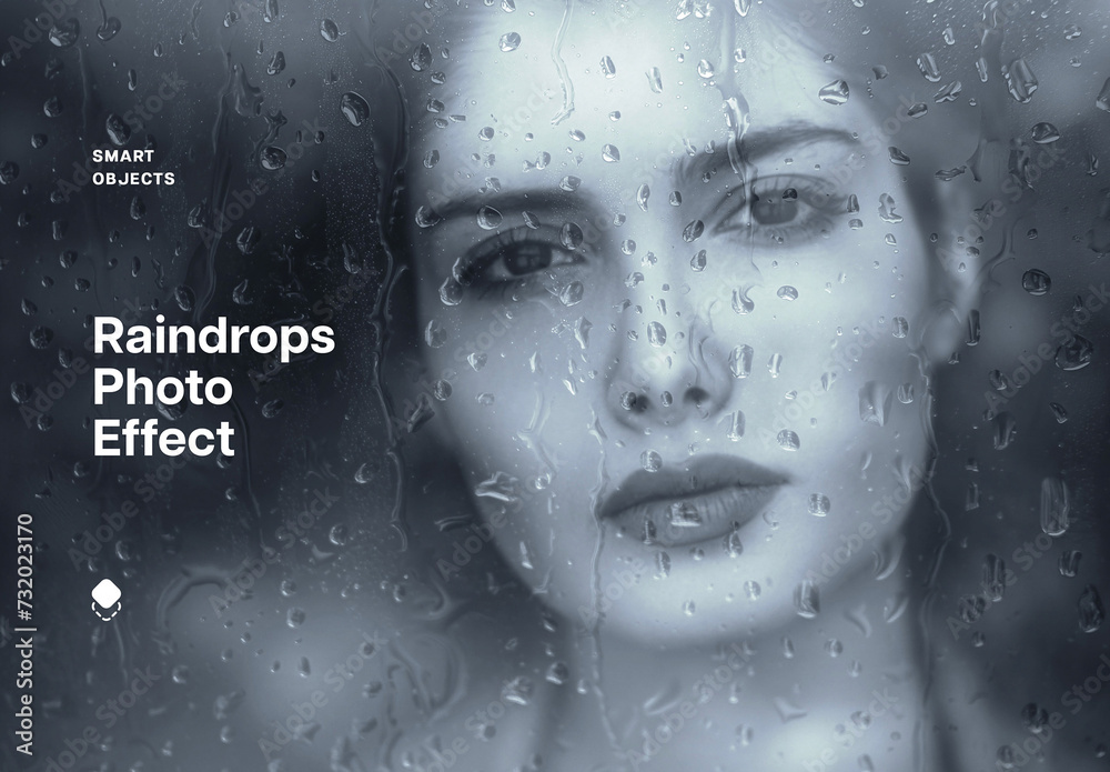 Cinematic Raindrops On The Glass Photo Effect Mockup With Generative Ai Stock Template Adobe Stock
