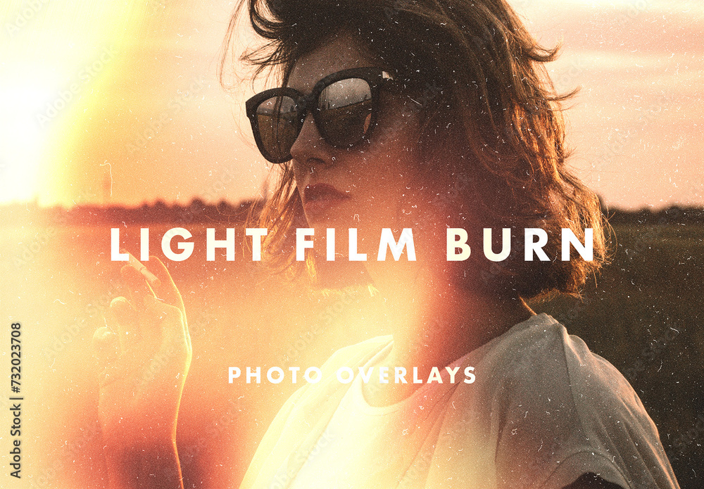 Light Film Burn Photo Effect Overlay Mockup Stock Template | Adobe Stock