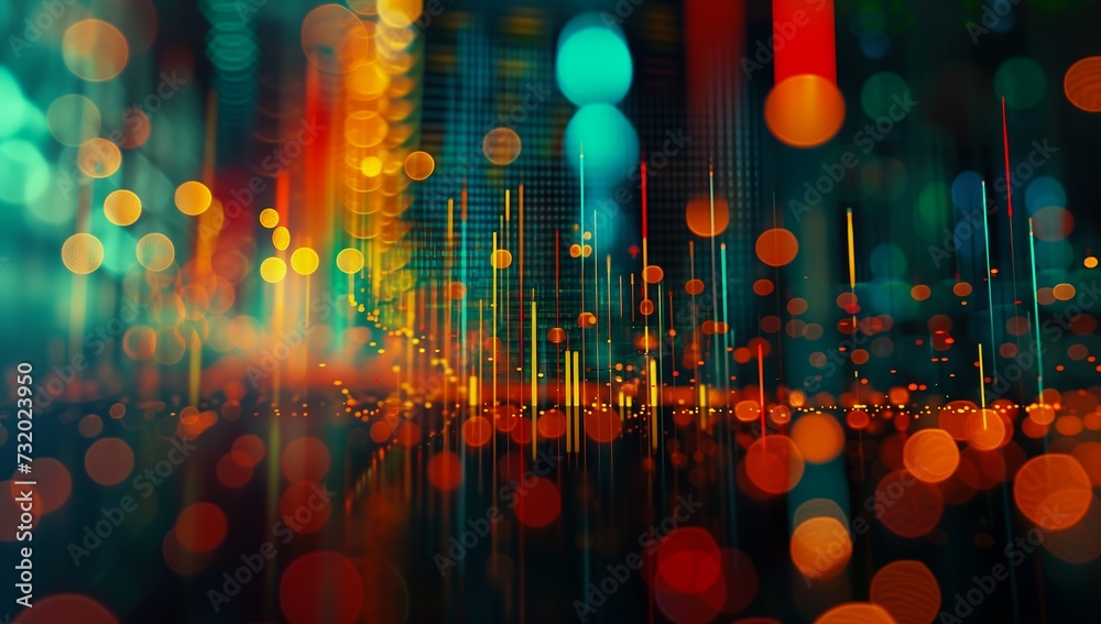 brightly colored lights shining room waveforms top square chart lens ...