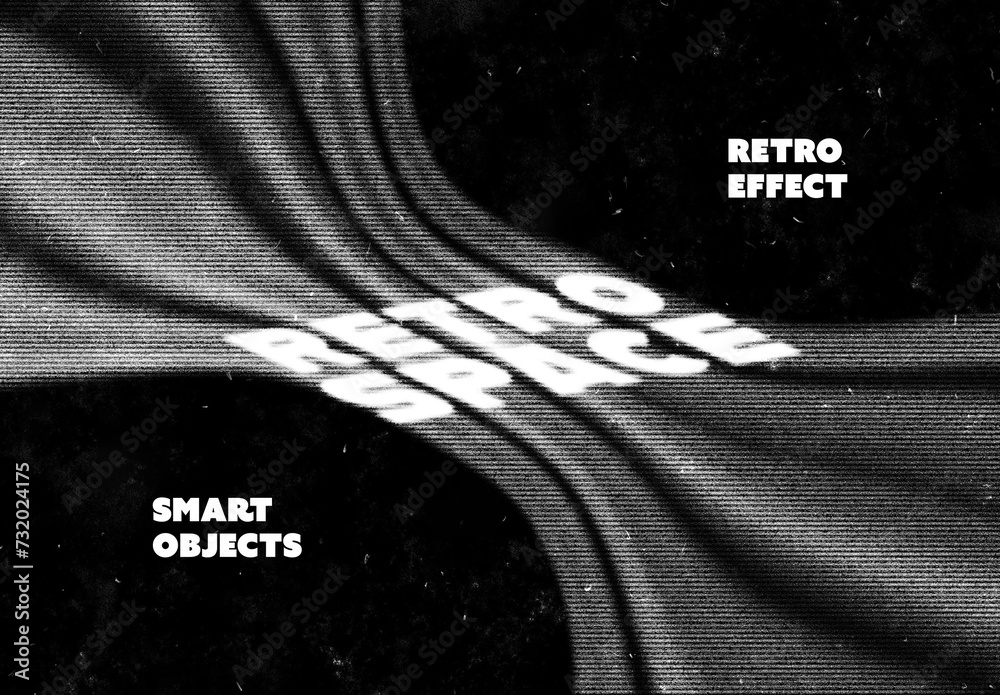 Old TV Noise Smeared Stretch Text Effect Mockup Stock Template | Adobe ...