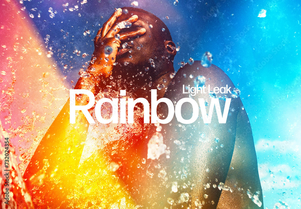Rainbow Light Leak Overlay Photo Effect Mockup Stock Template | Adobe Stock