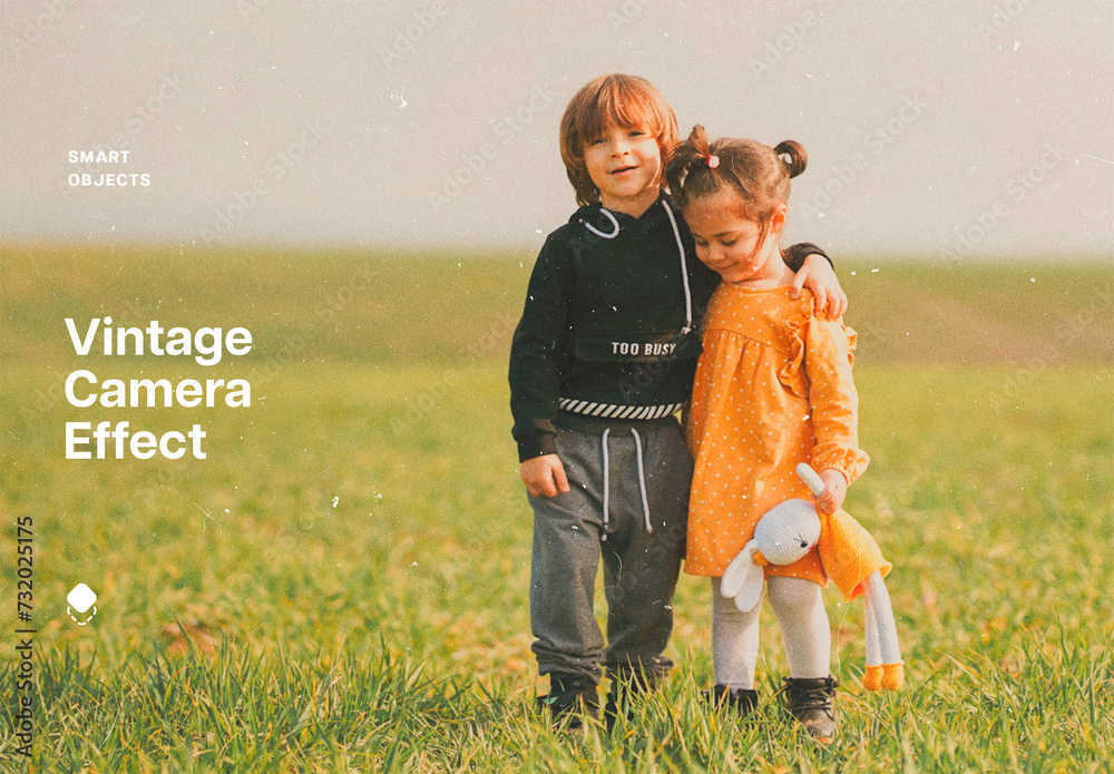 Vintage Camera Photo Effect Mockup Stock Template | Adobe Stock