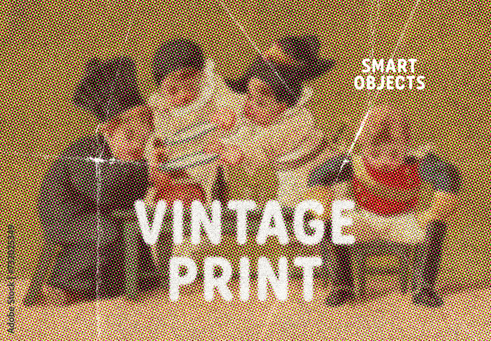 Vintage Print Photo Effect Mockup Stock Template | Adobe Stock