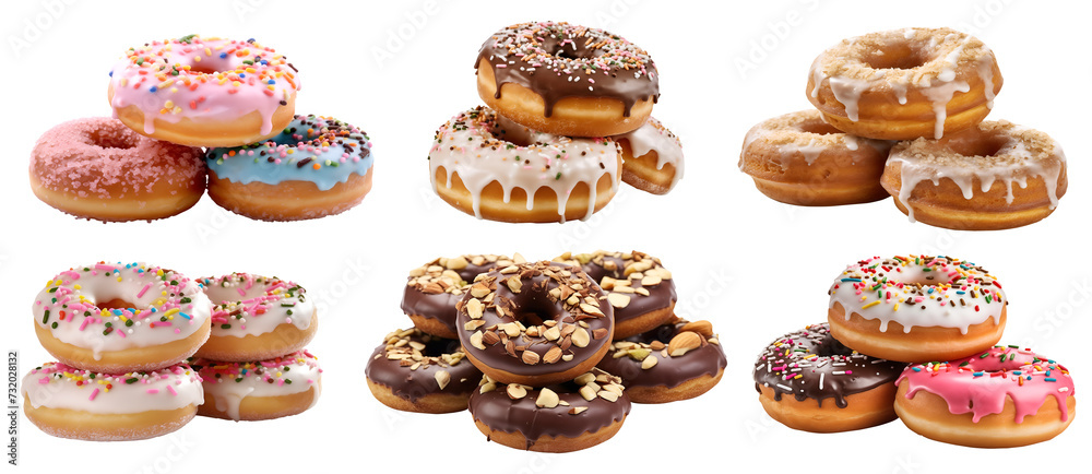 Small Pile group stack tower of round donut doughnut, with sprinkles ...