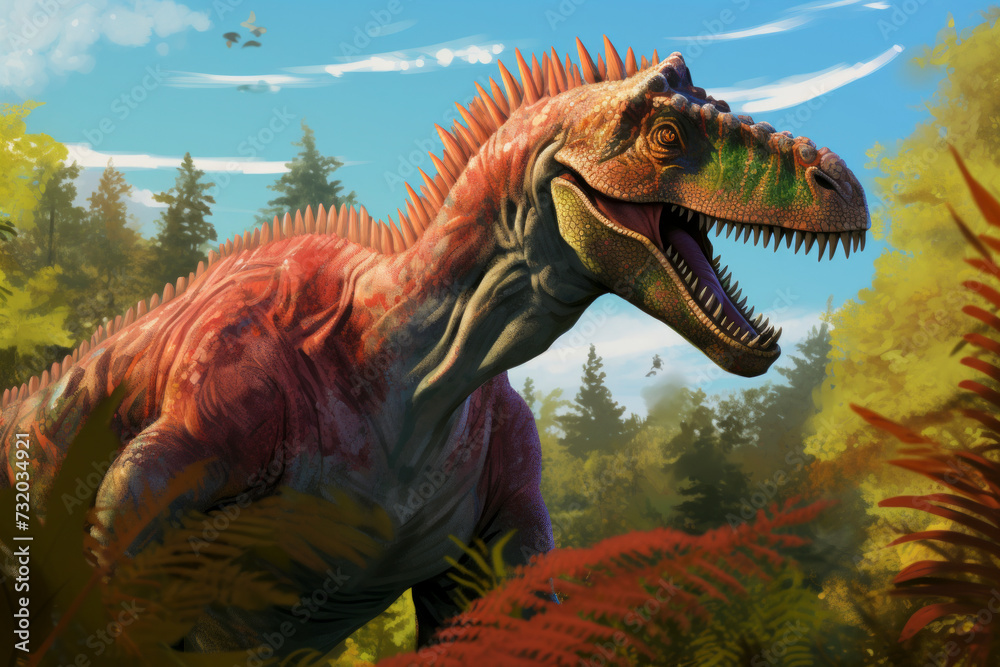 Illustration of Iguanodon, a herbivorous dinosaur with distinctive ...