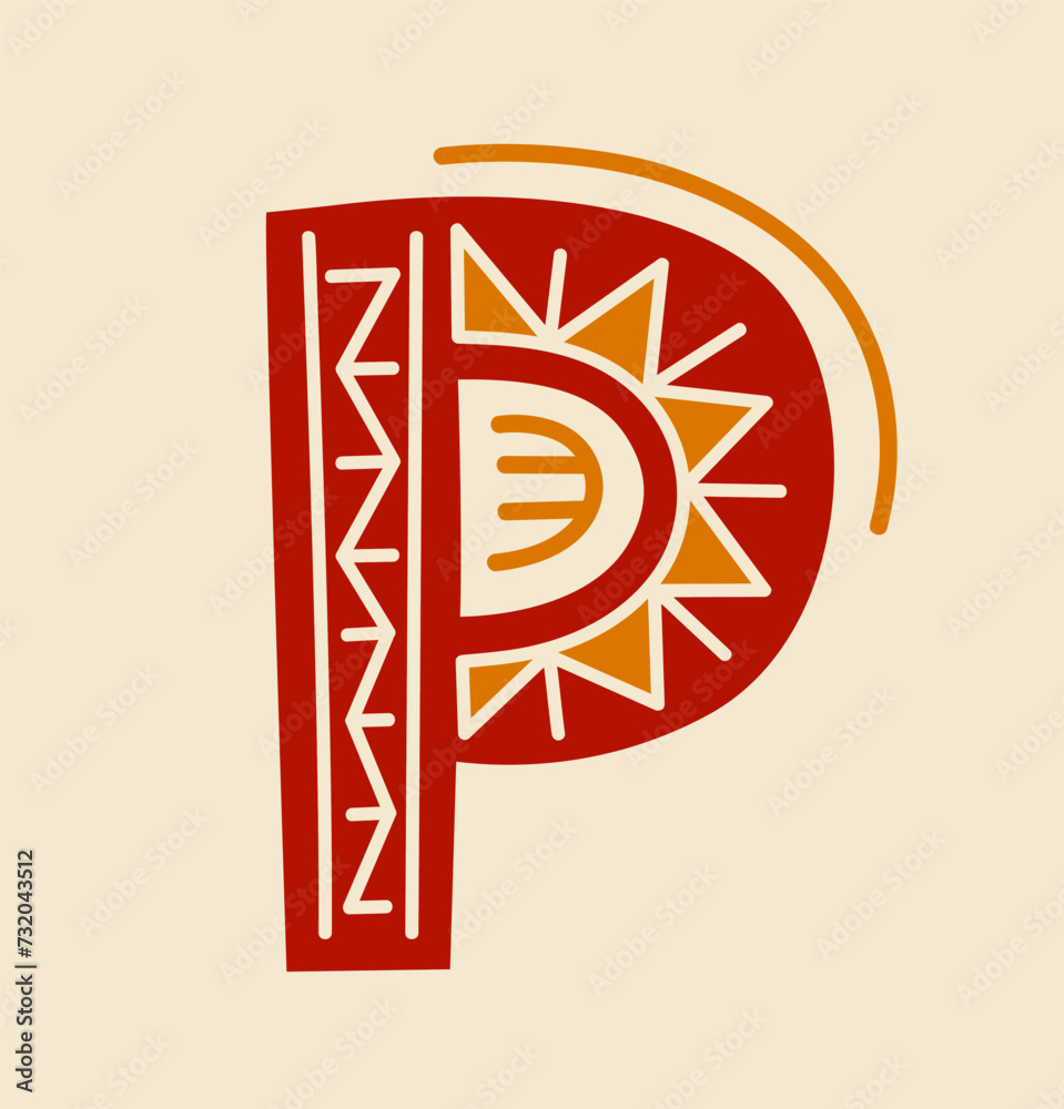 African font letter concept. Red P. Graphic element for website ...