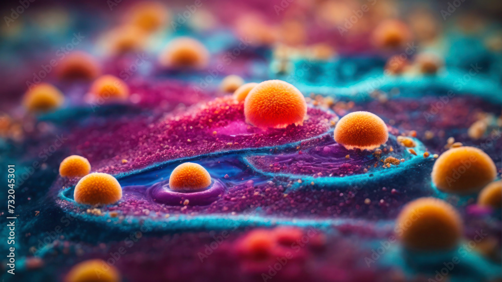 Macro photo with unusual multi-colored colonies of microorganisms of ...
