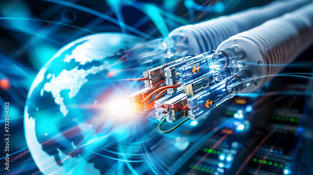 Fast fibre internet computer cable transmitting broadband ...