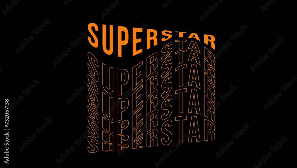 Yellow Wave Superstar, lettering. Wave text of Superstar on black ...