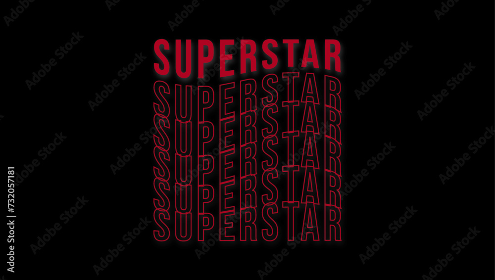 Yellow Wave Superstar, lettering. Wave text of Superstar on black ...
