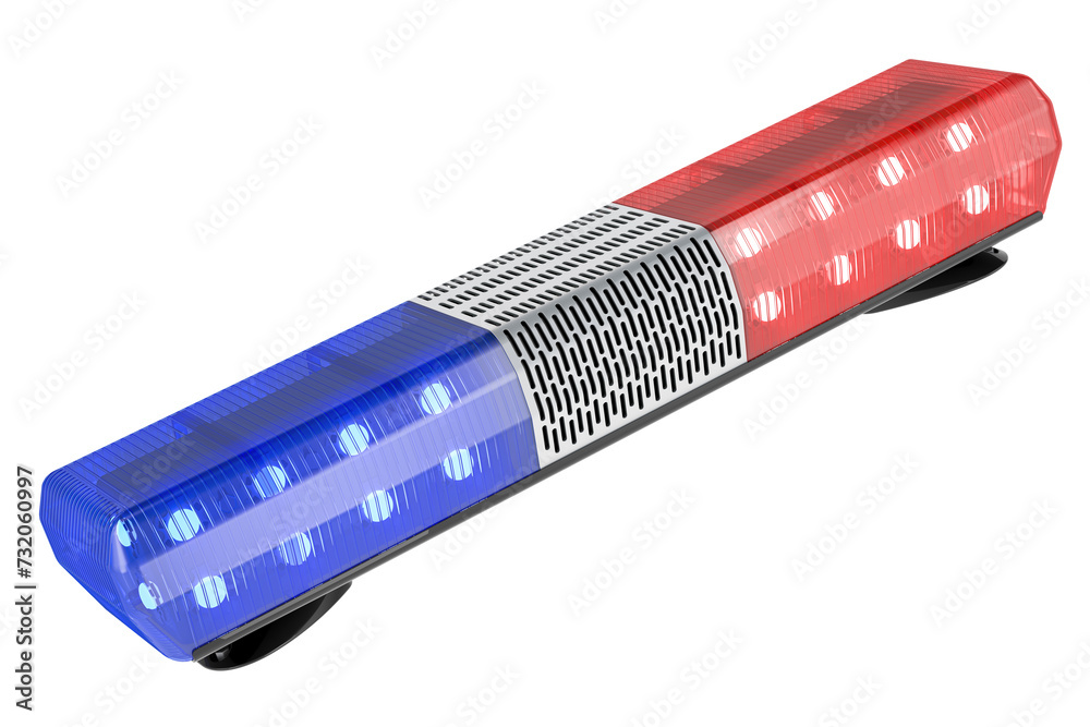 Lightbar, red and blue. 3D rendering isolated on transparent background ...