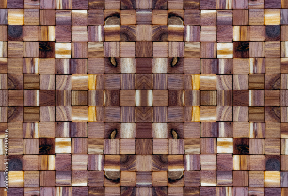 natural wooden mosaics tiles, wood cubes wall cladding, interior design ...