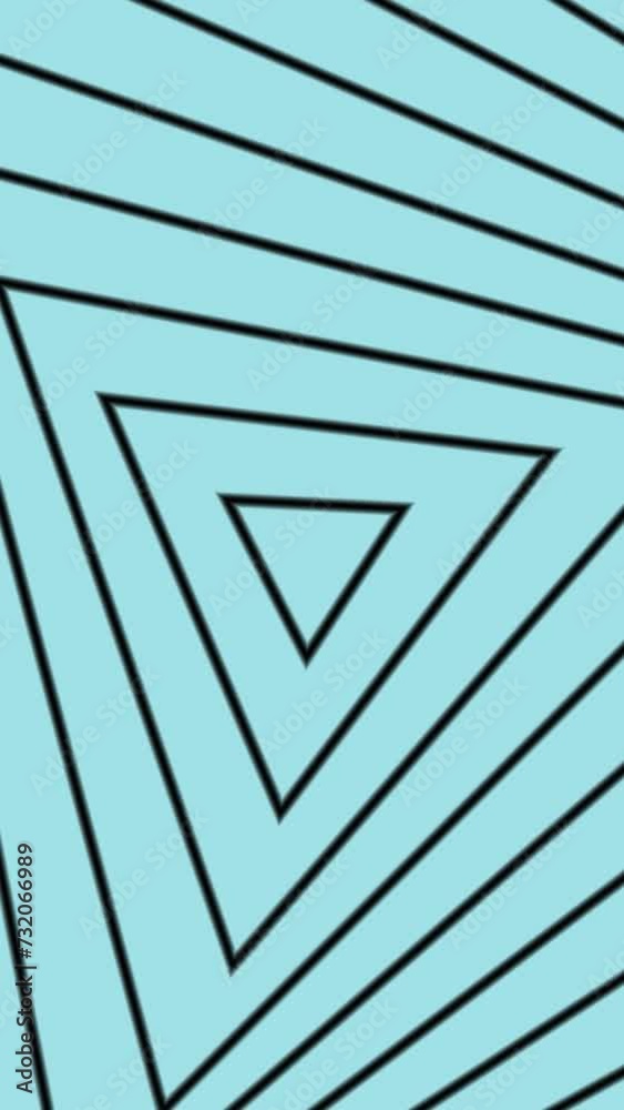 Abstract rotating growing triangle animated radiowave rings over sky blue color background ...