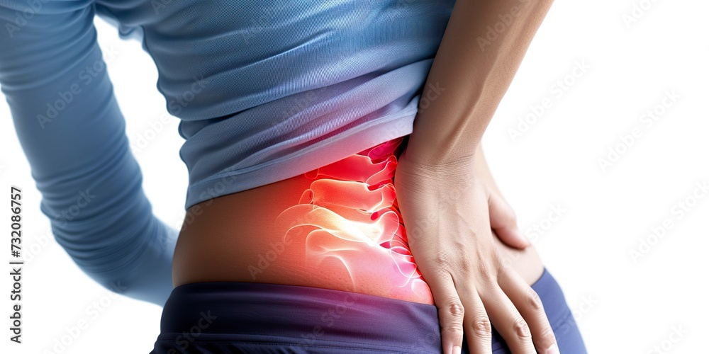 A woman expresses distress as she experiences severe pain in her pelvis ...