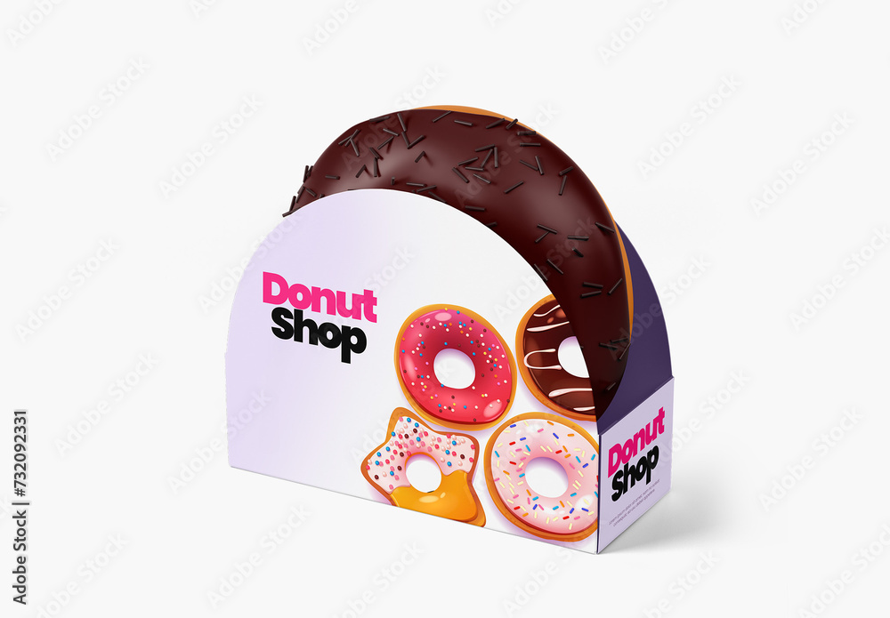 Box With Donut Mockup Stock Template | Adobe Stock