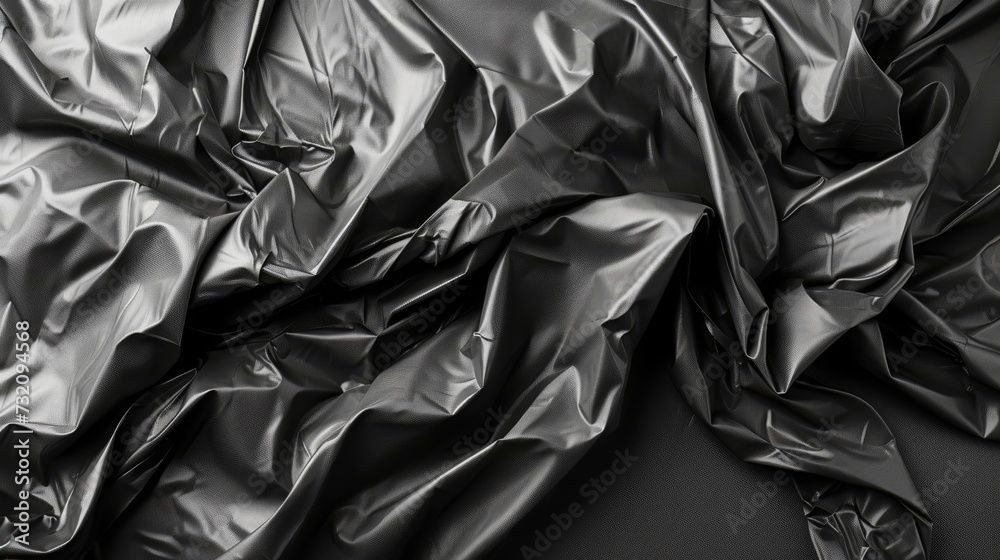 Black plastic wrap overlay wrinkled texture background with realistic ...