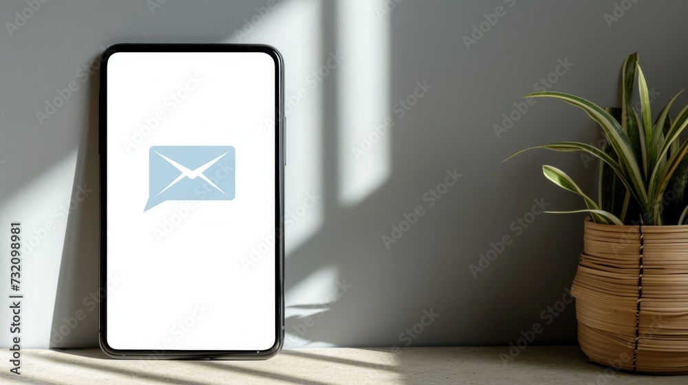 Realistic 3d smartphone mockup with telegram icons and blank screen ...