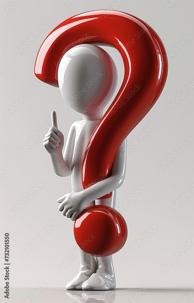 3d character: an inquisitive figure adorned with a dynamic question ...