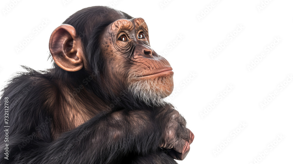 thinking chimpanzee cutout isolated on white on transparent png ...