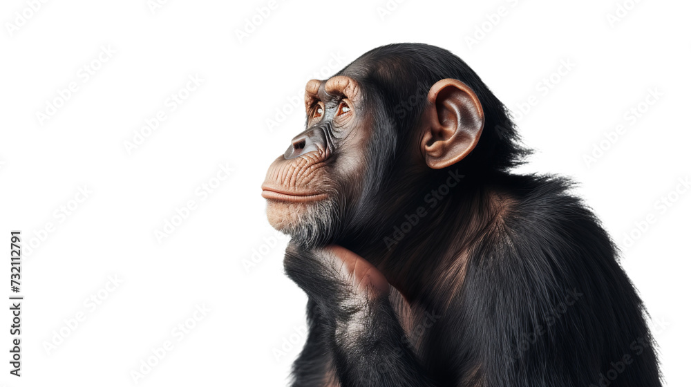 thinking chimpanzee cutout isolated on white and transparent png ...