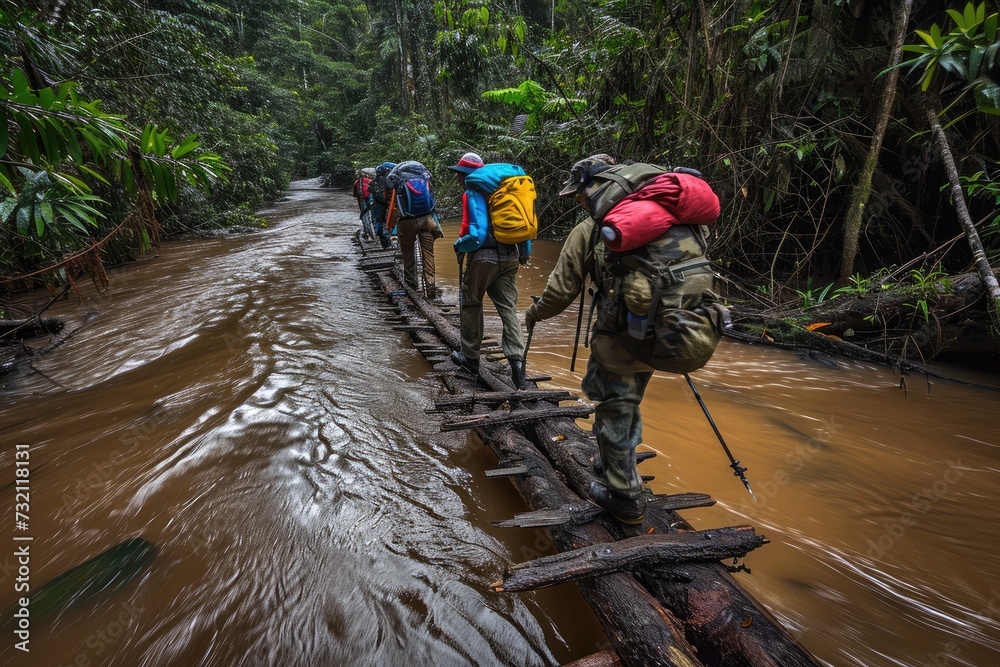 Amazon Trekking Expedition: A Captivating Scene of Trekkers Walking in ...