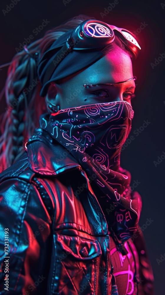 Cartoon digital avatars of Shadowy Rogue A cyberpunk hacker with neon ...