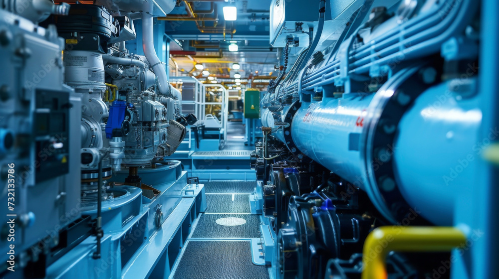 A closeup of the container ships engine room showcases new technologies ...