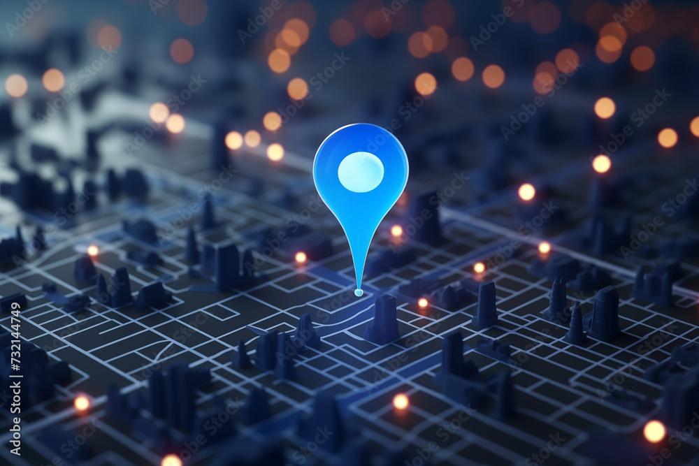 Location pin icon on earth city urban map indicating the location and ...