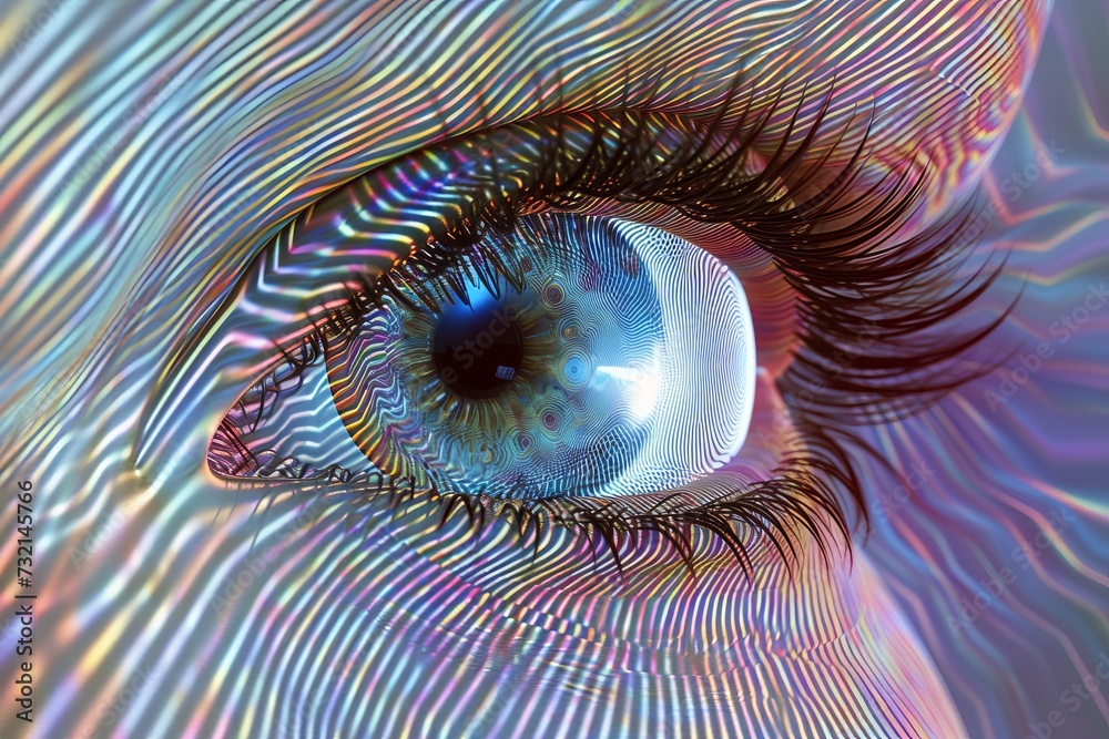 Human Cyborg AI Eye optic nerve head drusen. Eye imagery optic nerve ...