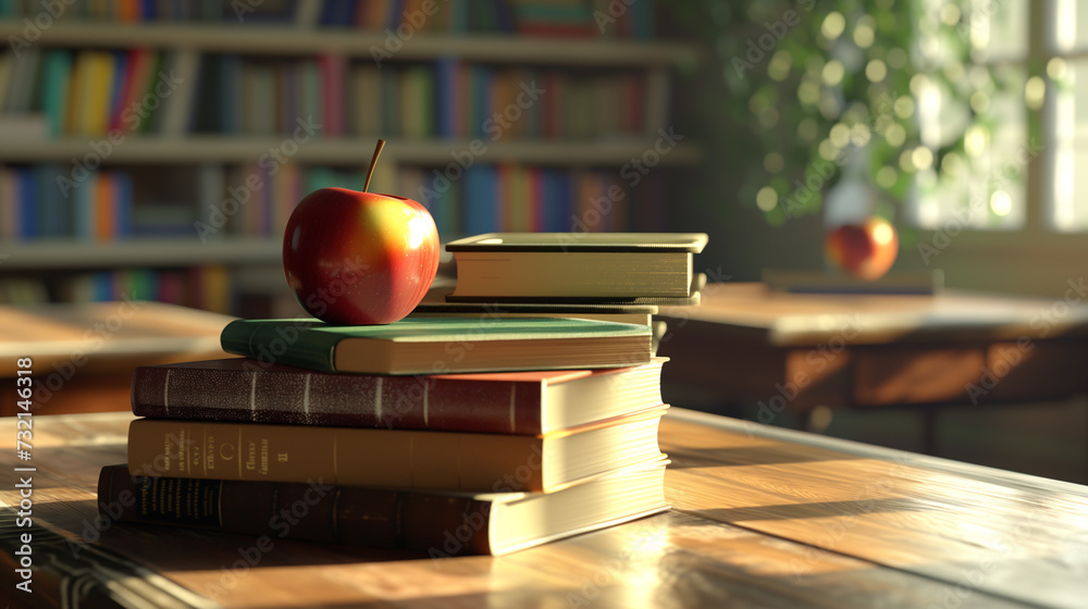 Back to school, World book day, Education and learning concept. Apple ...