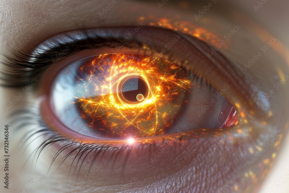 Human Cyborg AI Eye color vision deficiency assistance. Eye lens ...