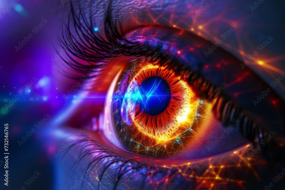 Human Cyborg AI Eye color vision psychology. Eye optic nerve ...