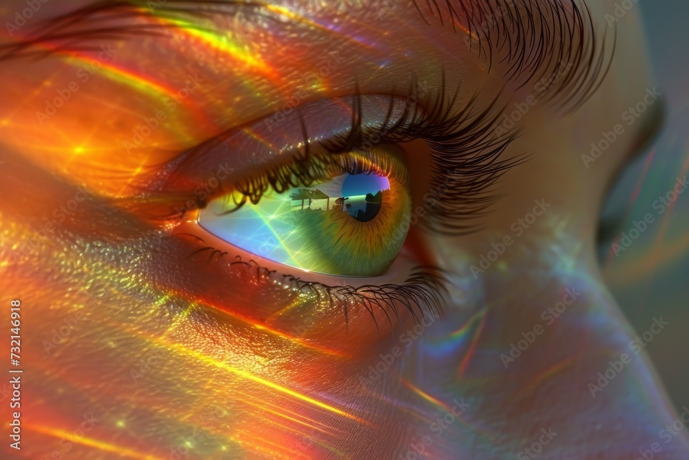 Human Cyborg AI Eye color vision norms. Eye optic nerve pathway optic ...