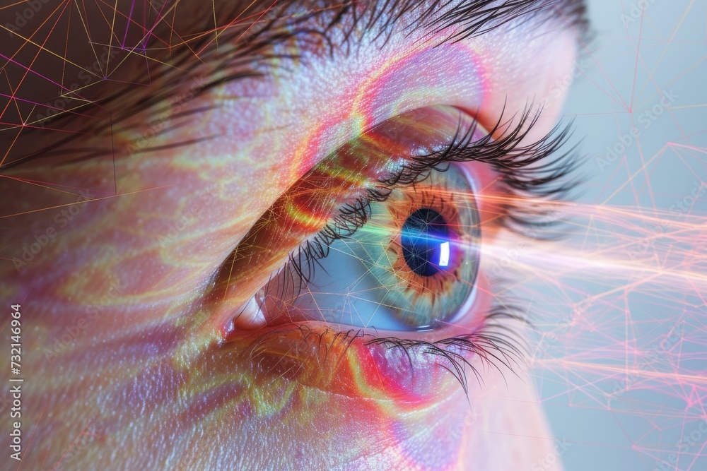 Human Cyborg AI Eye eye care. Eye iris pigmentation optic nerve lens ...