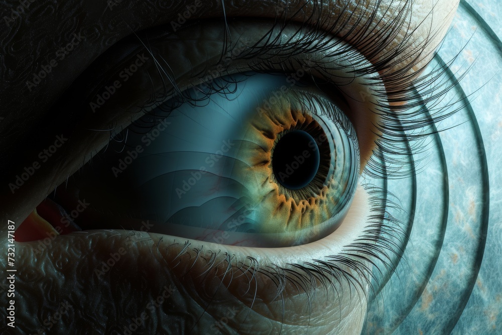 Human Cyborg AI Eye complete color blindness. Eye heterochromia optic ...